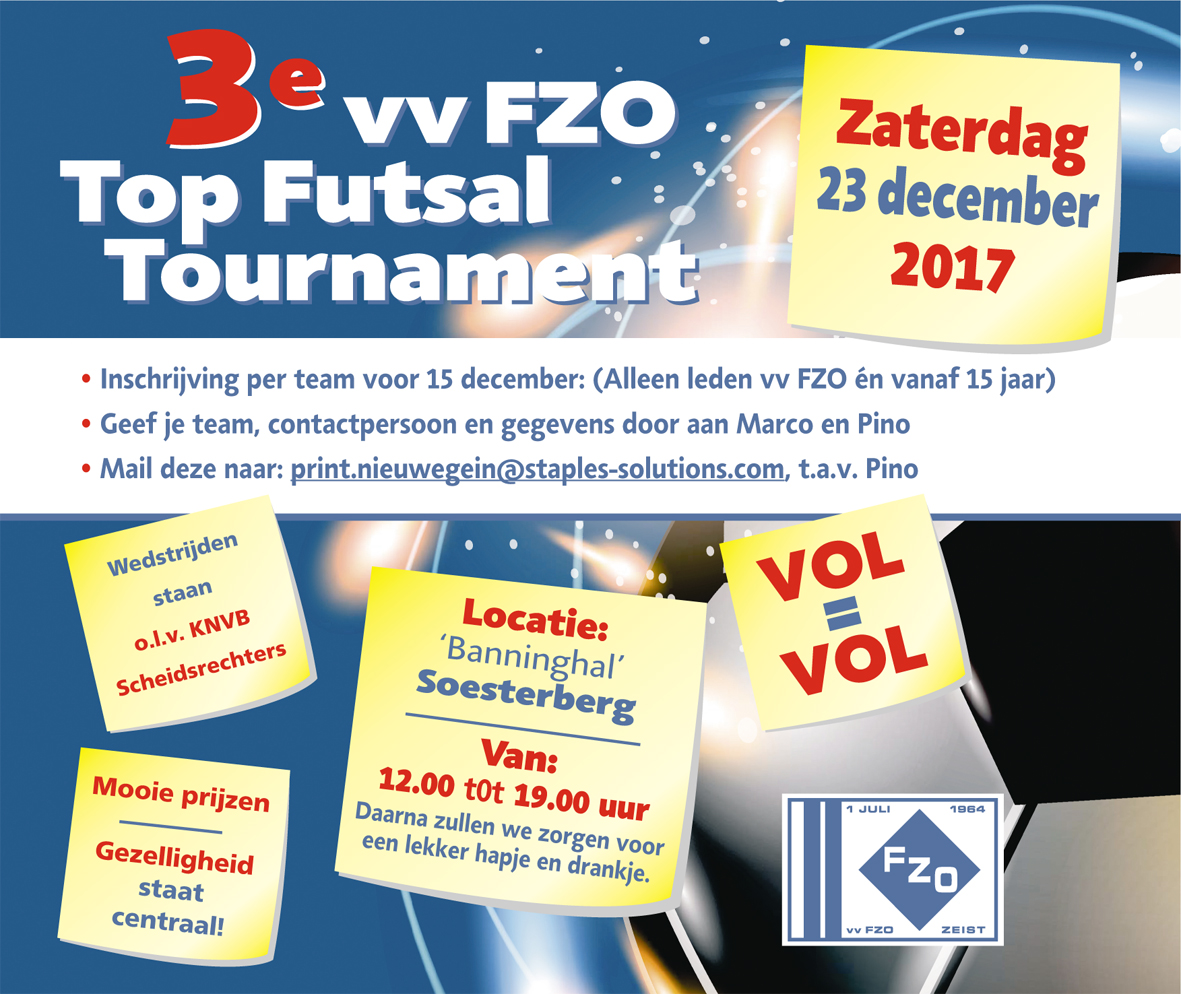 FZO Zaalvoetbaltoernooi: Zaterdag 23 december